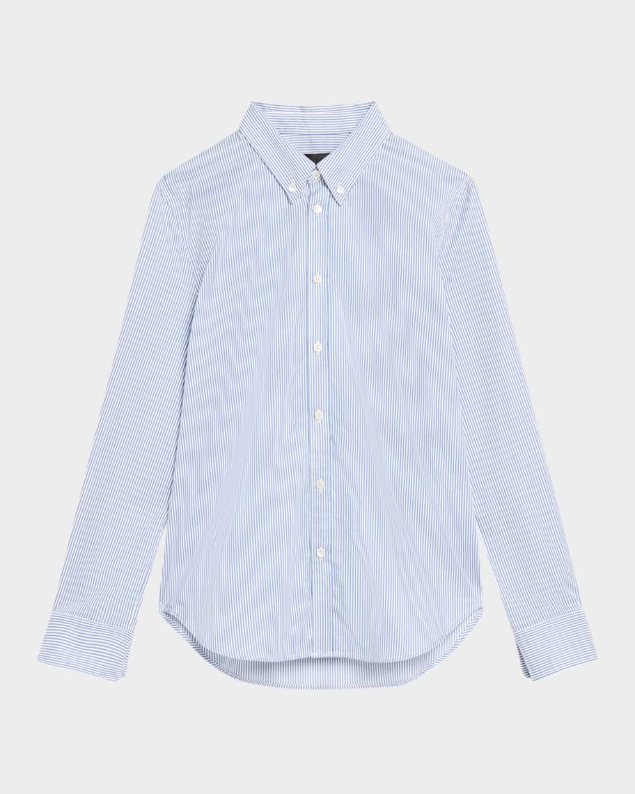 Nili Lotan Dyllan Striped Shrunken Button-Down Shirt | Neiman Marcus