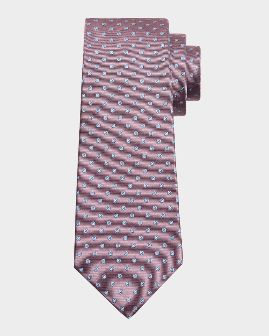 Kiton Men's Silk Polka Dot Jacquard Seven-Fold Tie | Neiman Marcus