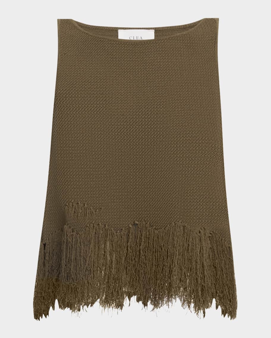 CLEA Kelany Fringe-Trim Knit Top | Neiman Marcus