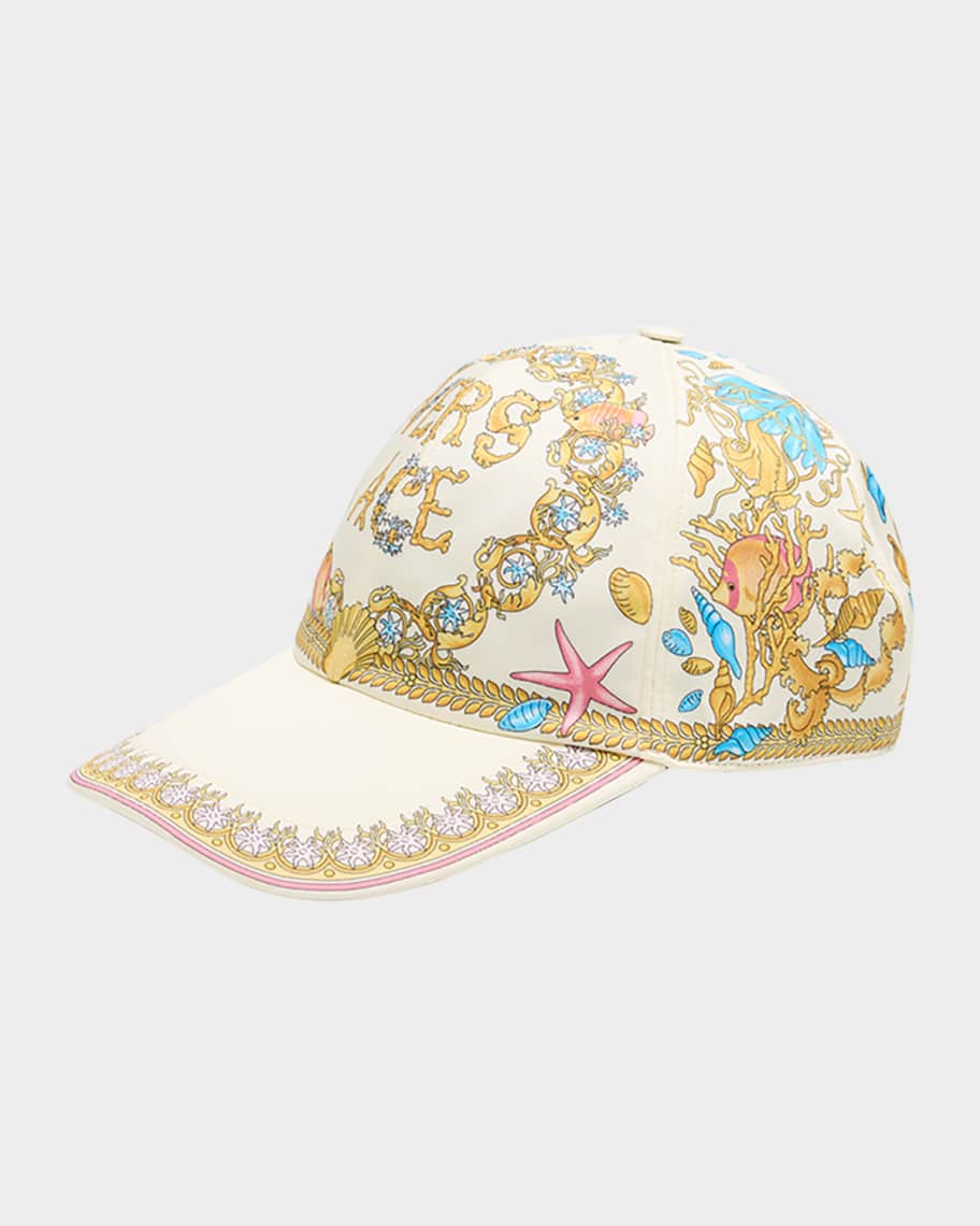 Versace Underwater Baroque Print Twill Baseball Cap | Neiman Marcus