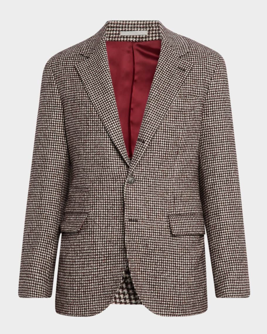 Brunello Cucinelli Men's Enamel-Button Pied De Poule Sport Coat ...