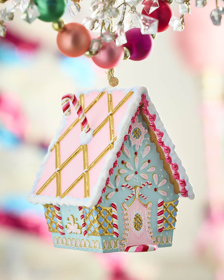 Glitterville Rainbow Gingerbread Cottage Christmas Ornament, Blue ...