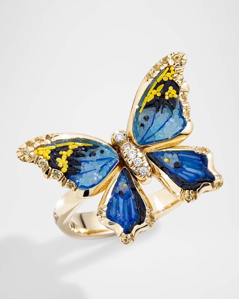 Sicis Jewels 18K Nymphalia Gold Banded Forester Small Ring with Micro ...