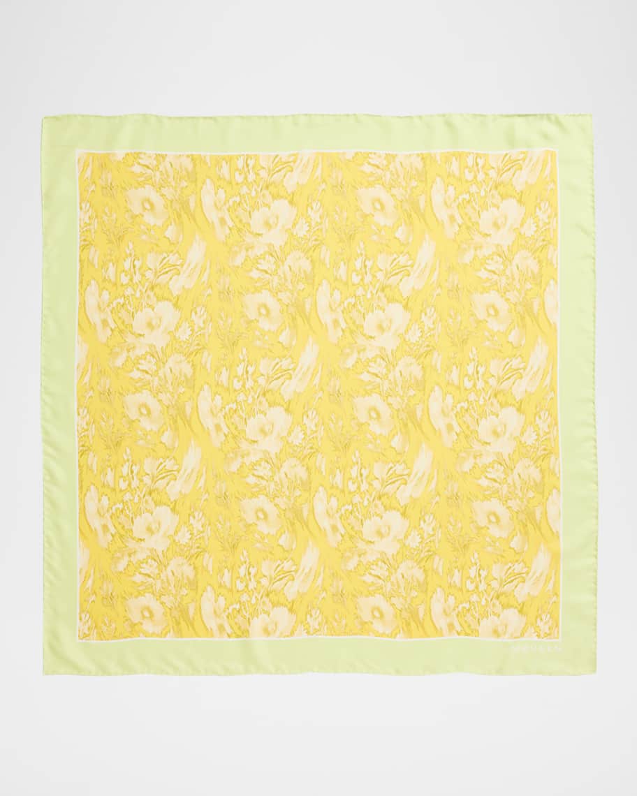 McQueen Warped Floral Silk Scarf | Neiman Marcus