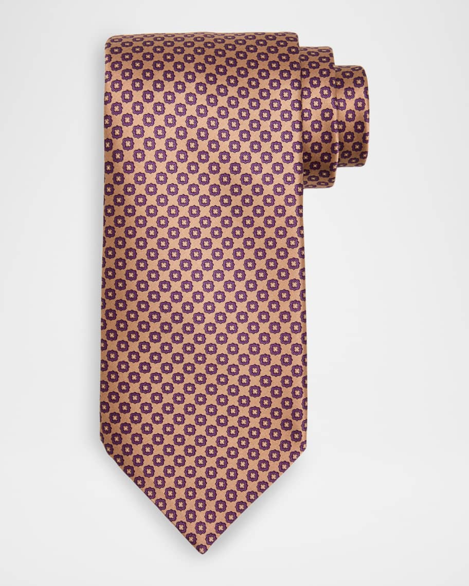 Stefano Ricci Men's Squared Flower Silk Tie | Neiman Marcus