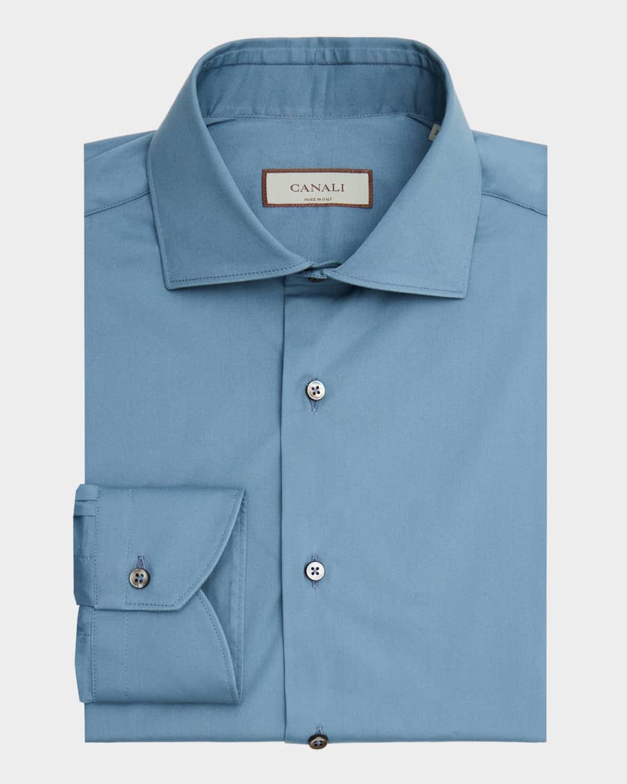 Canali Men's Technical Cotton-Blend Dress Shirt | Neiman Marcus