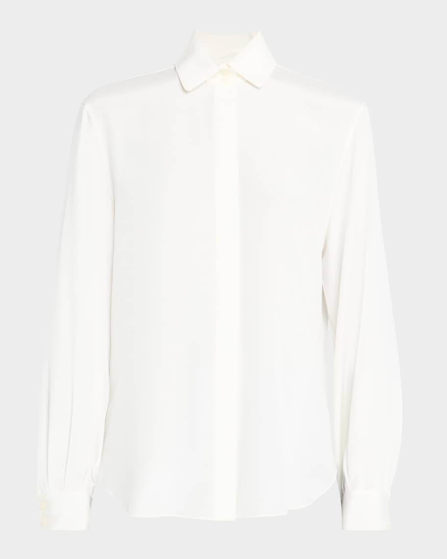 Lafayette 148 New York Pleated Button-Down Shirt | Neiman Marcus