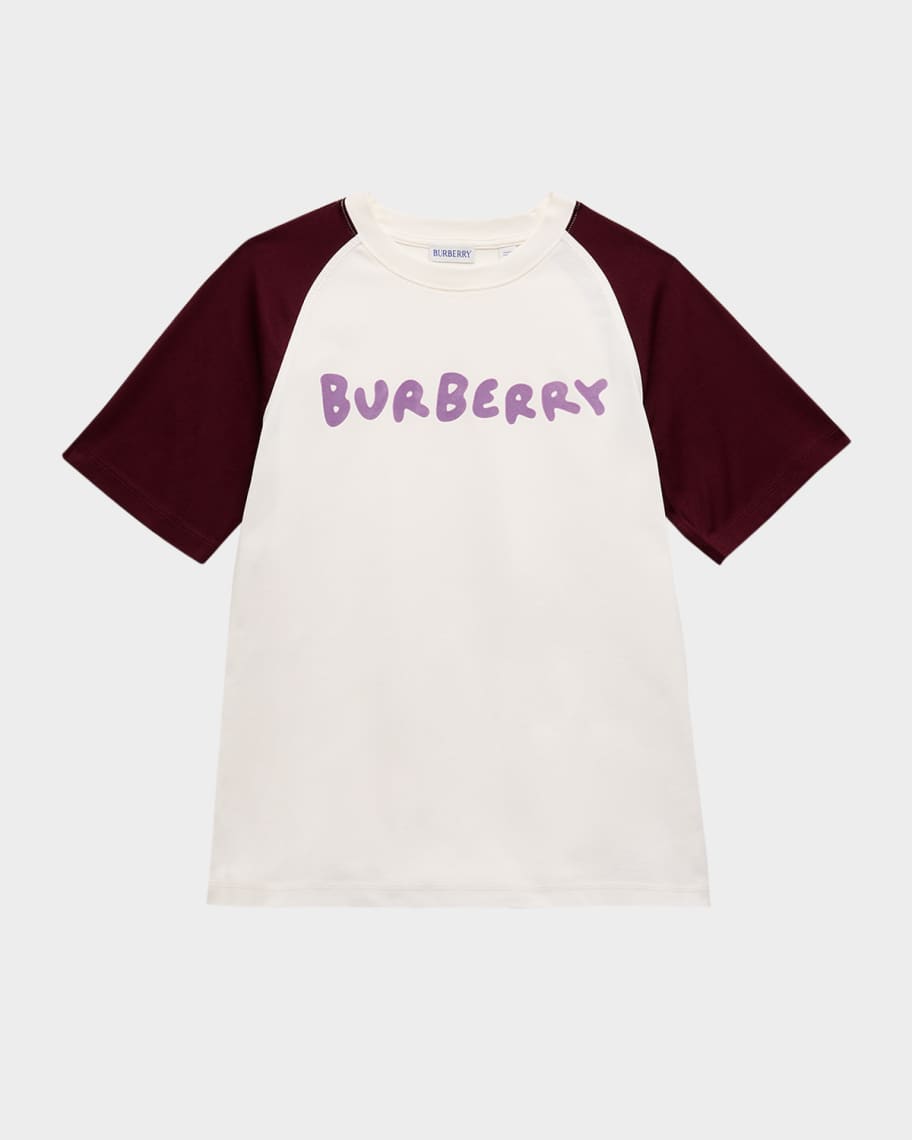 Burberry Girl's Cedar Logo-Print Raglan T-Shirt, Size 3-14 | Neiman Marcus