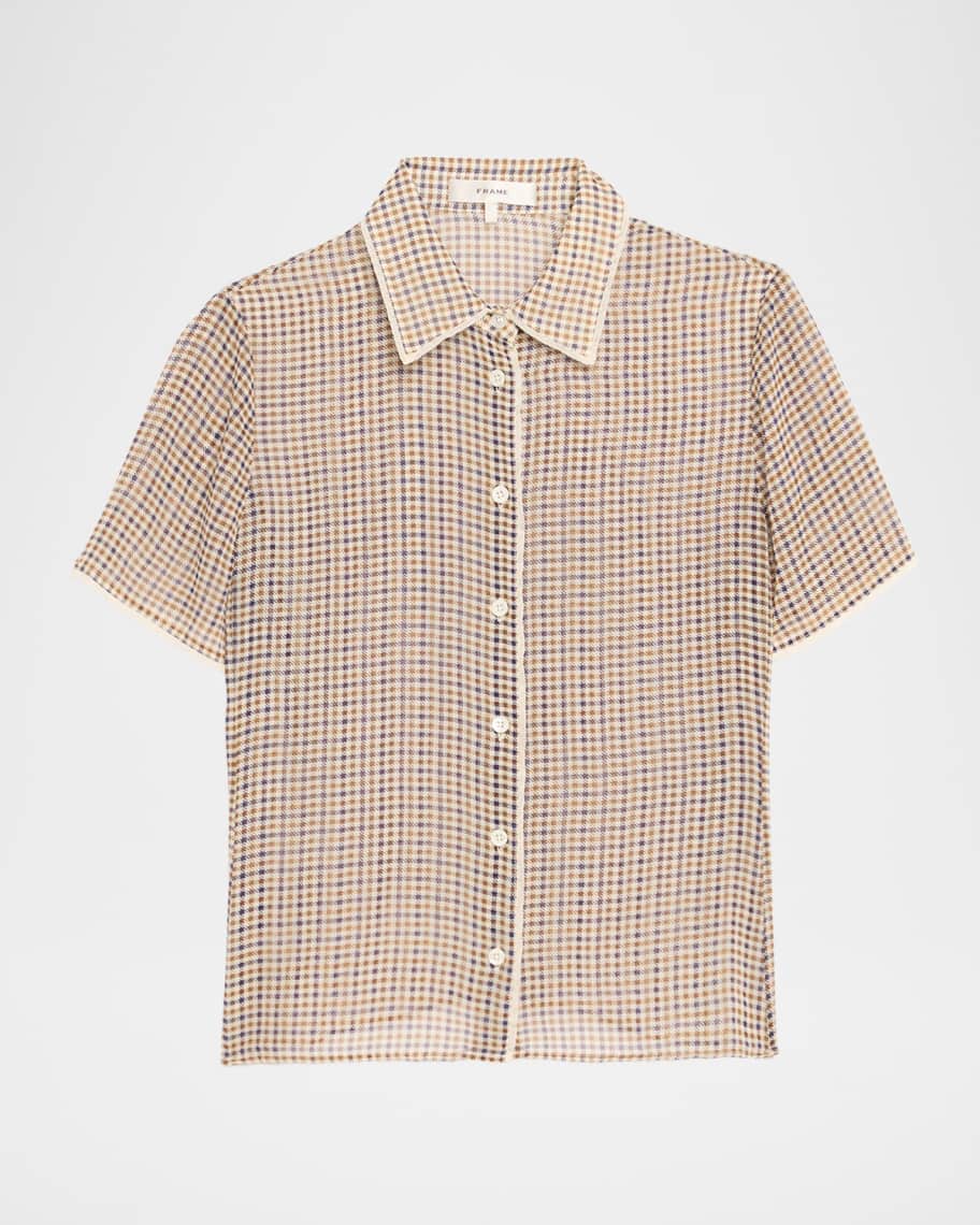 FRAME The Houndstooth Silk Blouse | Neiman Marcus