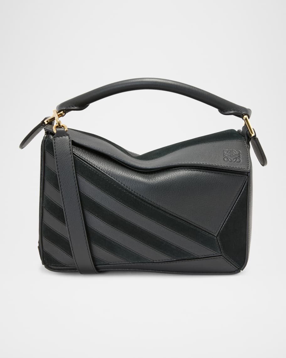 Loewe Puzzle Small Striped Top-Handle Bag in Leather & Suede | Neiman ...