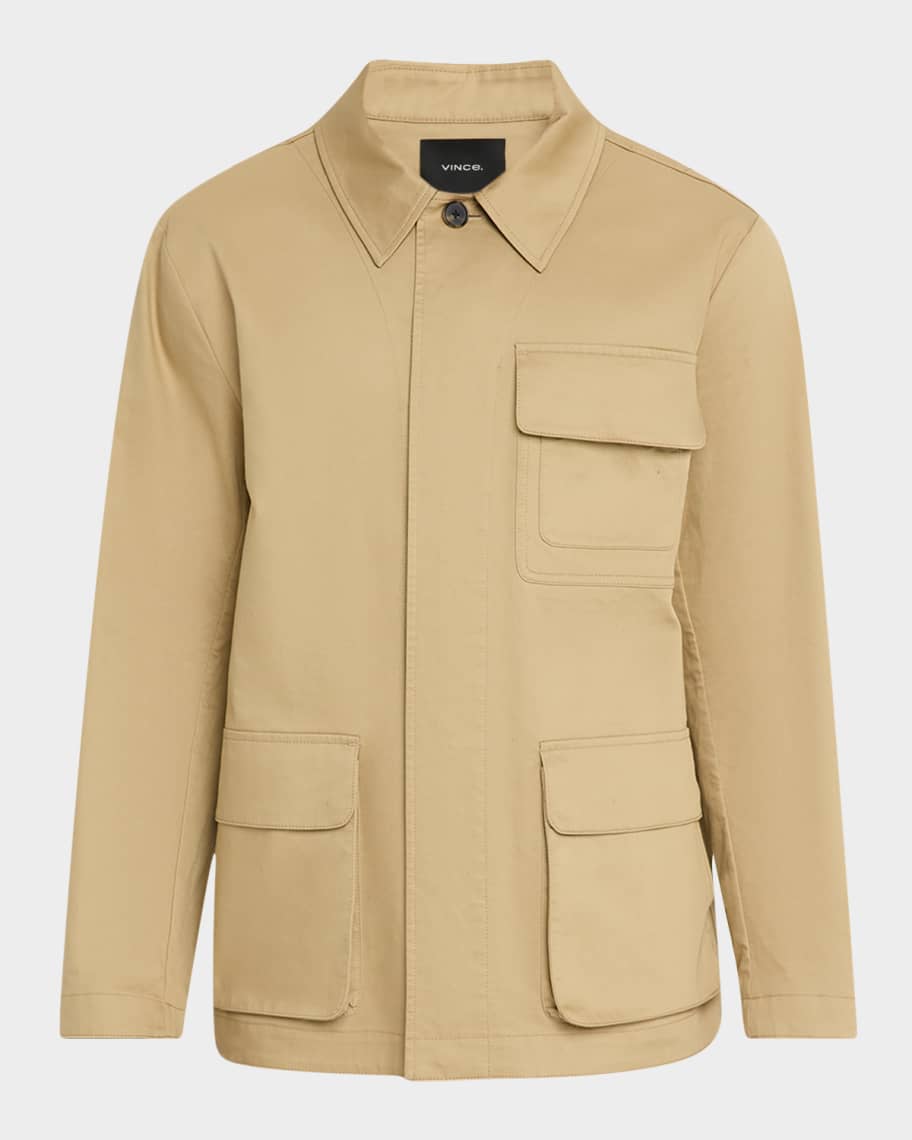 Vince Men's Italian Bonded Cotton Utility Hunting Jacket | Neiman Marcus