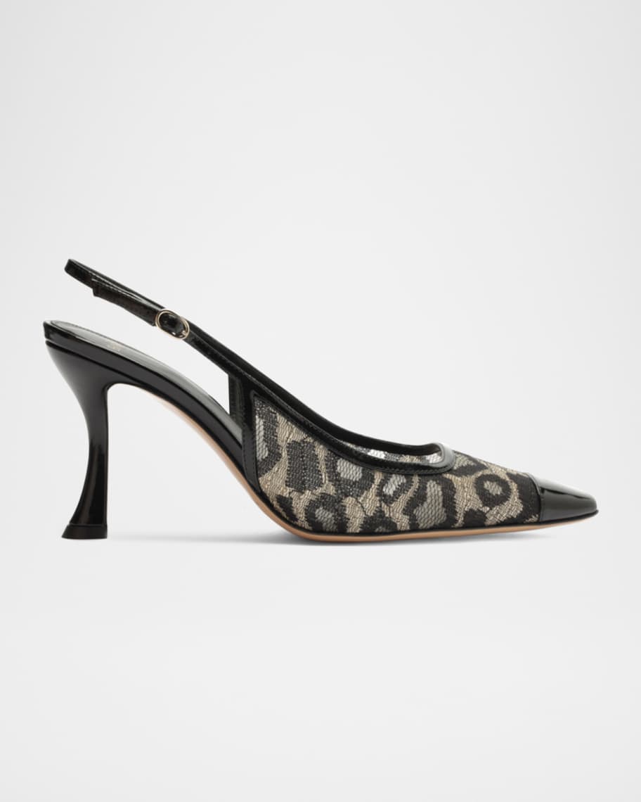Alexandre Birman Olivia Leopard Mesh Slingback Pumps | Neiman Marcus