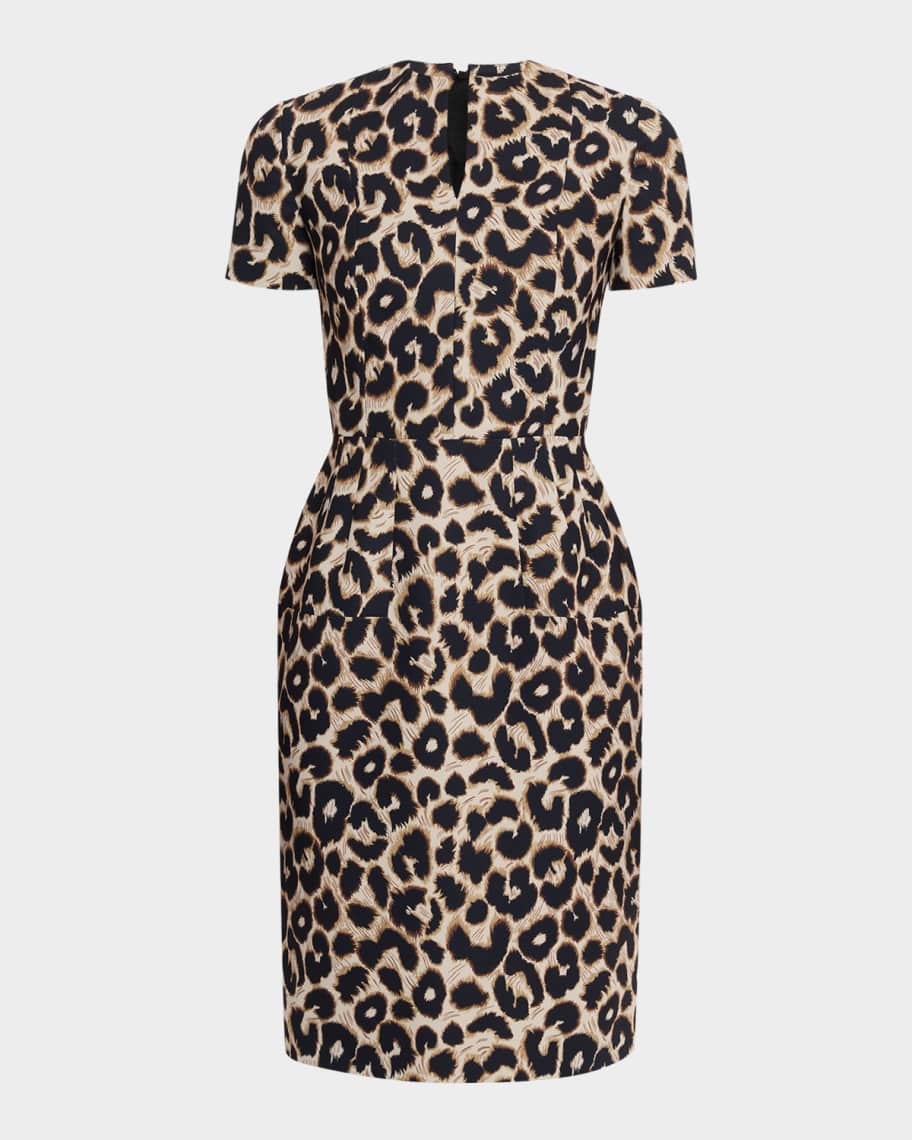 Dice Kayek Leopard-Print Short-Sleeve Sheath Dress | Neiman Marcus