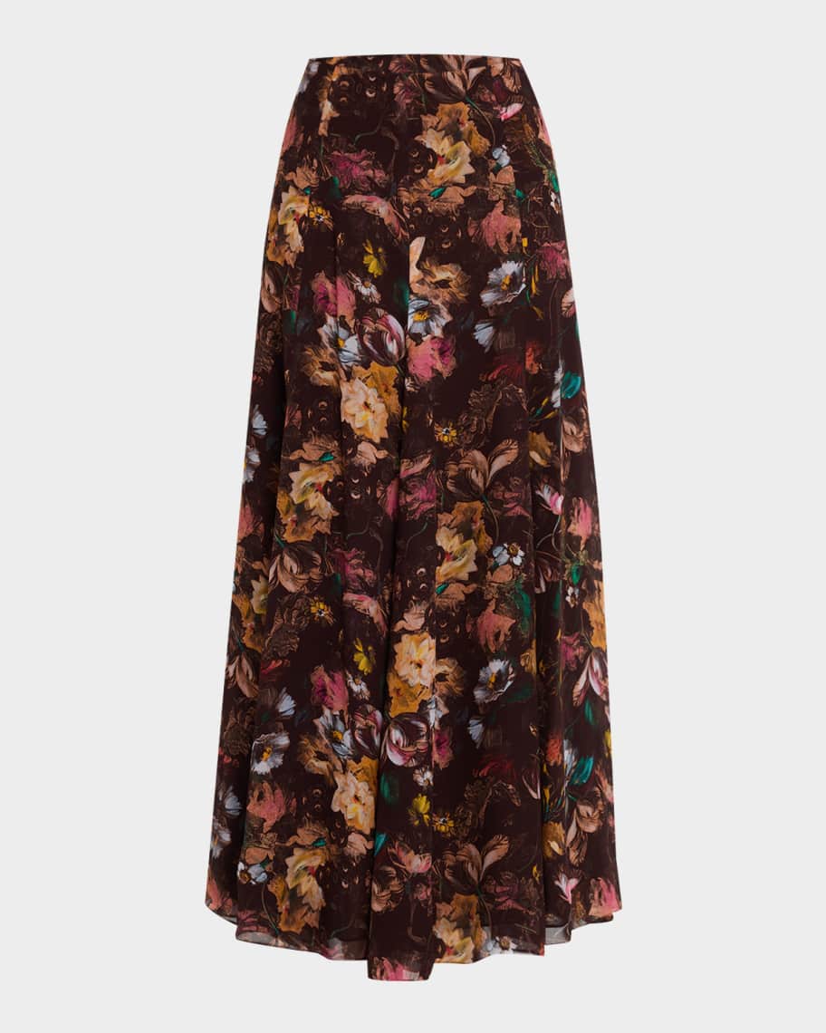 Lela Rose Floral Trumpet Midi Skirt | Neiman Marcus
