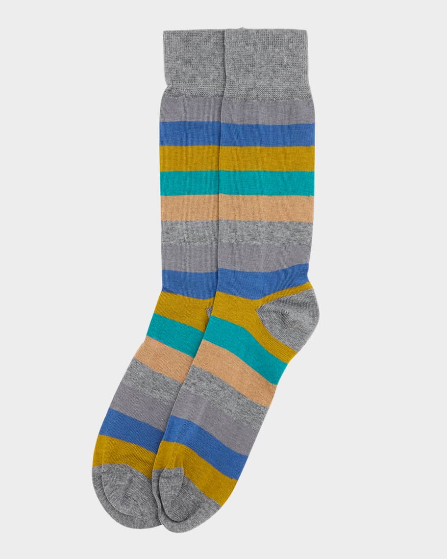 Paul Smith Men's Kit Color-Block Stripe Crew Socks | Neiman Marcus