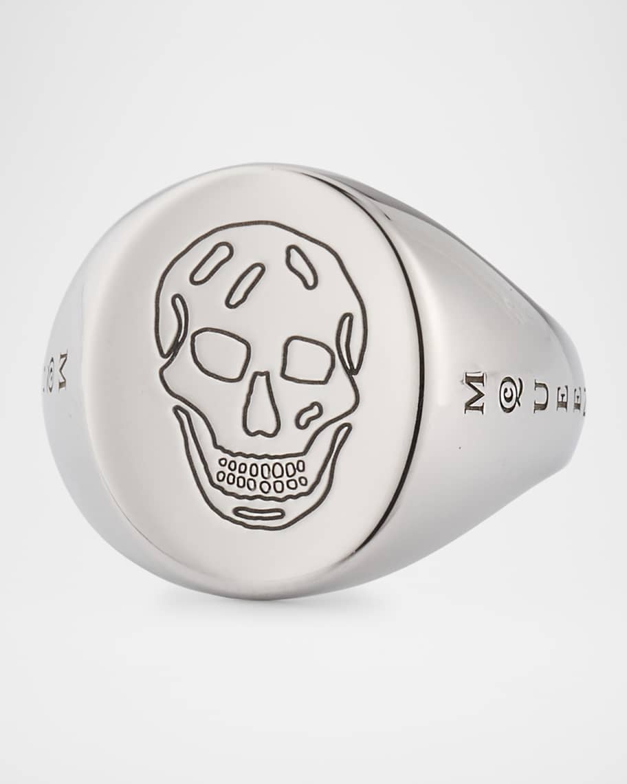 McQueen Men's Skull Logo Signet Ring | Neiman Marcus