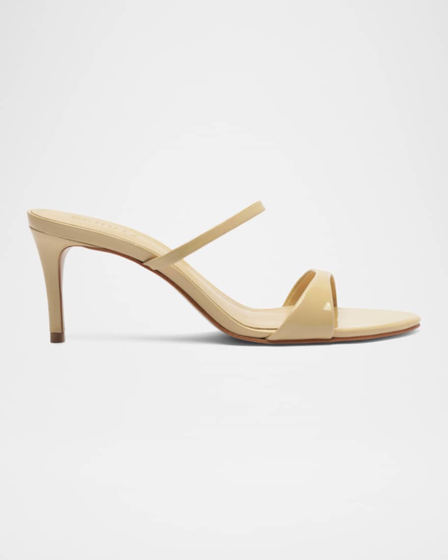 Schutz Jessica Leather Mid-Heel Mule Sandals | Neiman Marcus