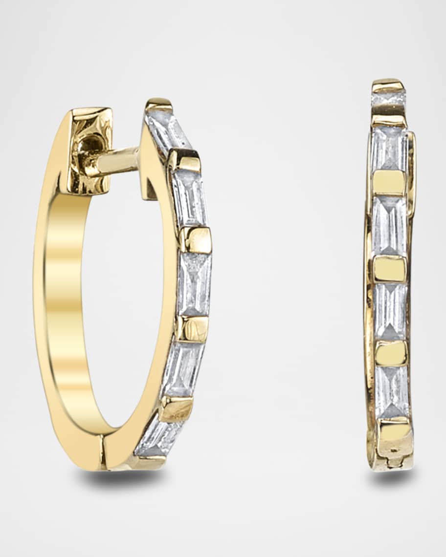SHAY Mini Baguette Diamond Huggie Earrings | Neiman Marcus