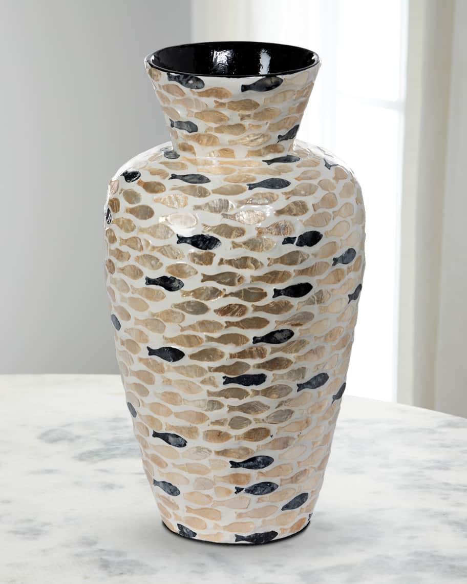 Park Hill Collections Capraia Coast Capiz Fish Vase, 16" | Neiman Marcus