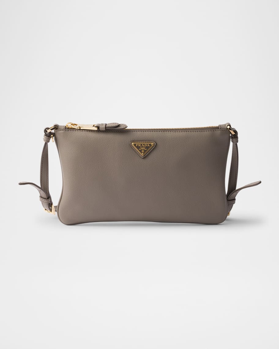 Prada Calfskin Leather Pouch Bag | Neiman Marcus