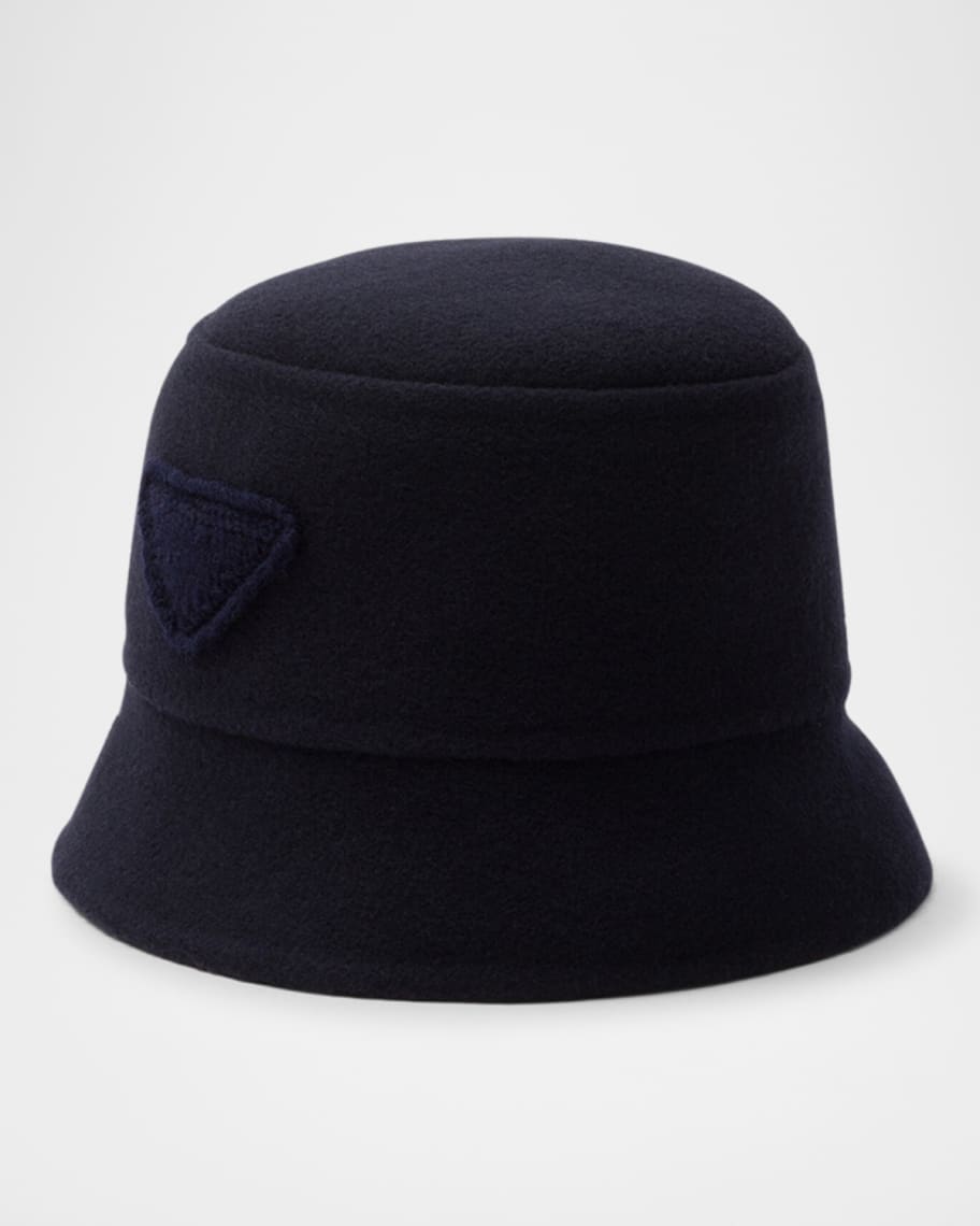 Prada Knit Tirangle Velour Bucket Hat | Neiman Marcus