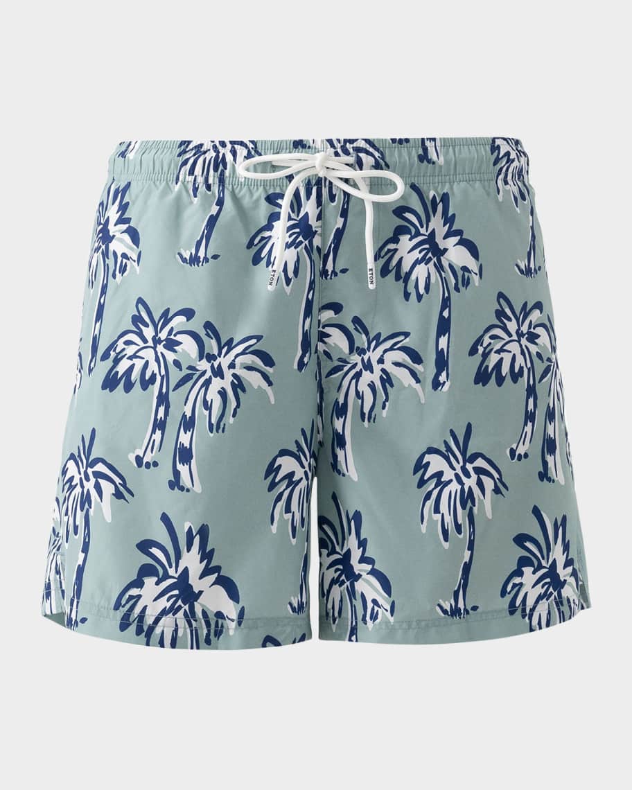 Eton Men's Palm Tree Slim Swim Trunks | Neiman Marcus