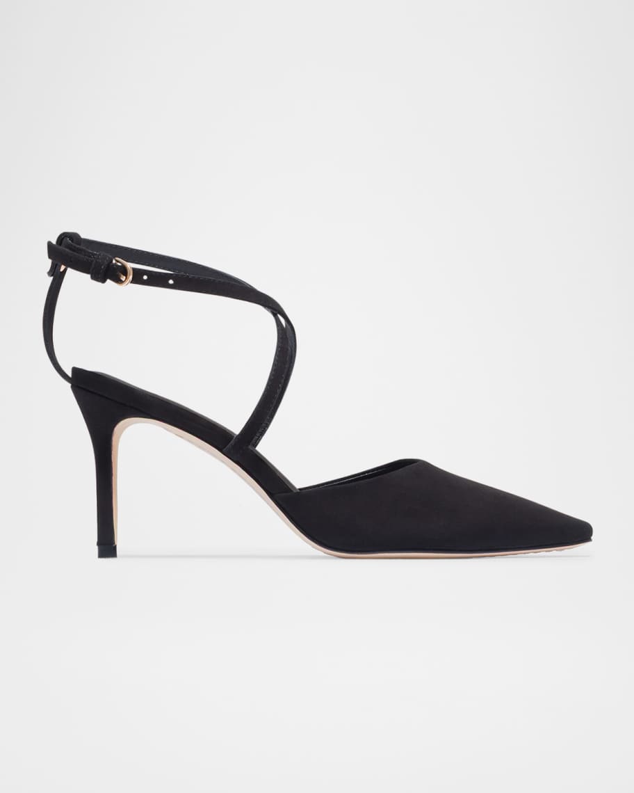 Bernardo Yazmin Suede Crossover-Strap Pumps | Neiman Marcus