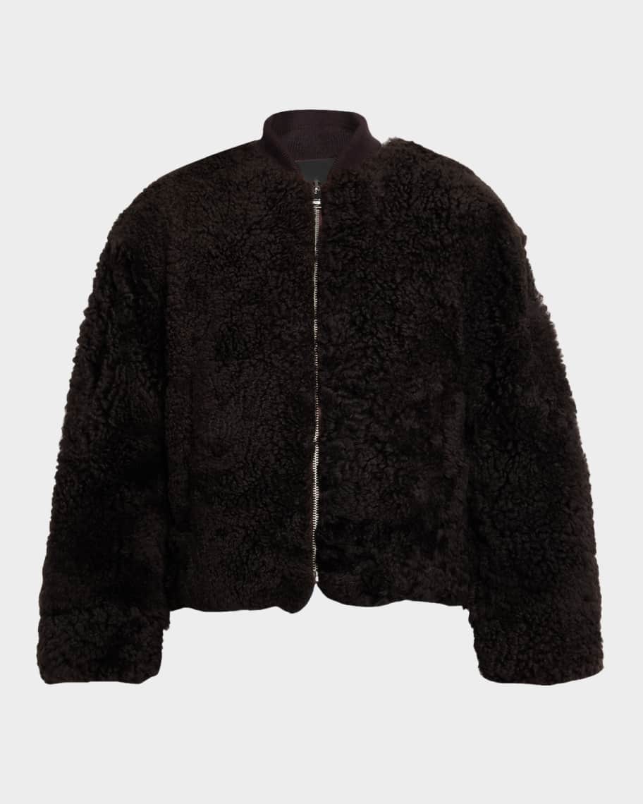 PURPLE Men's Shearling Full-Zip Bomber Jacket | Neiman Marcus