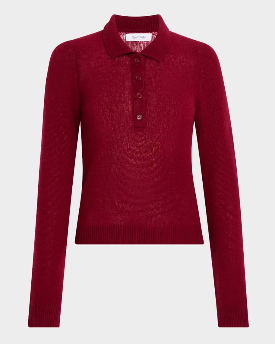 Naadam Cloud Cashmere Long-Sleeve Polo | Neiman Marcus