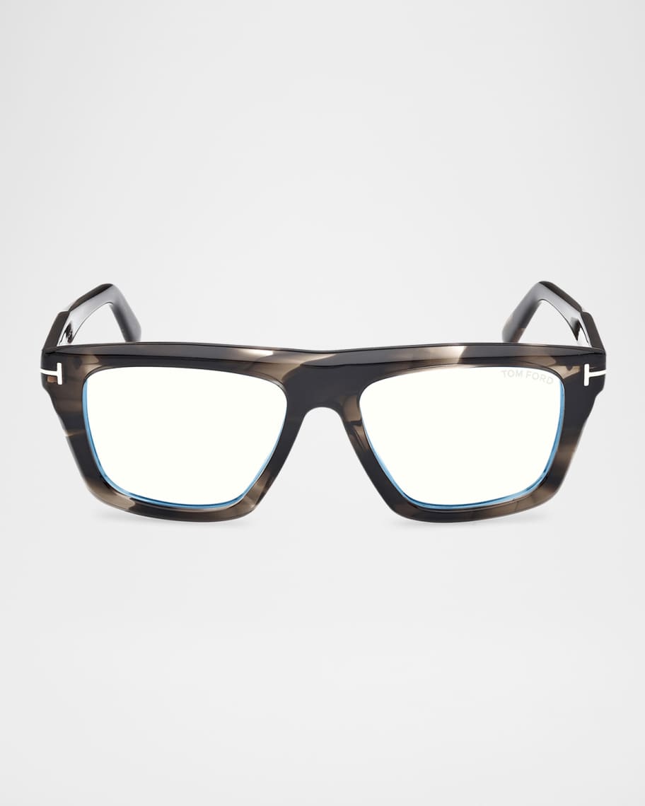 TOM FORD Men's FT6059-BM Acetate Rectangle Blue-Block Optical Frames ...