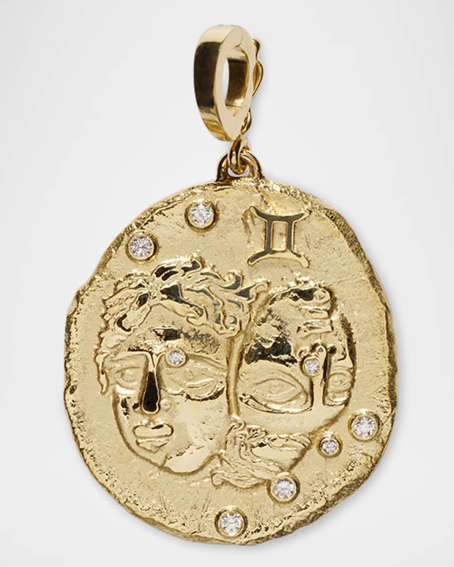 AZLEE 18K Yellow Gold Of The Stars Coin Pendant, Gemini | Neiman Marcus