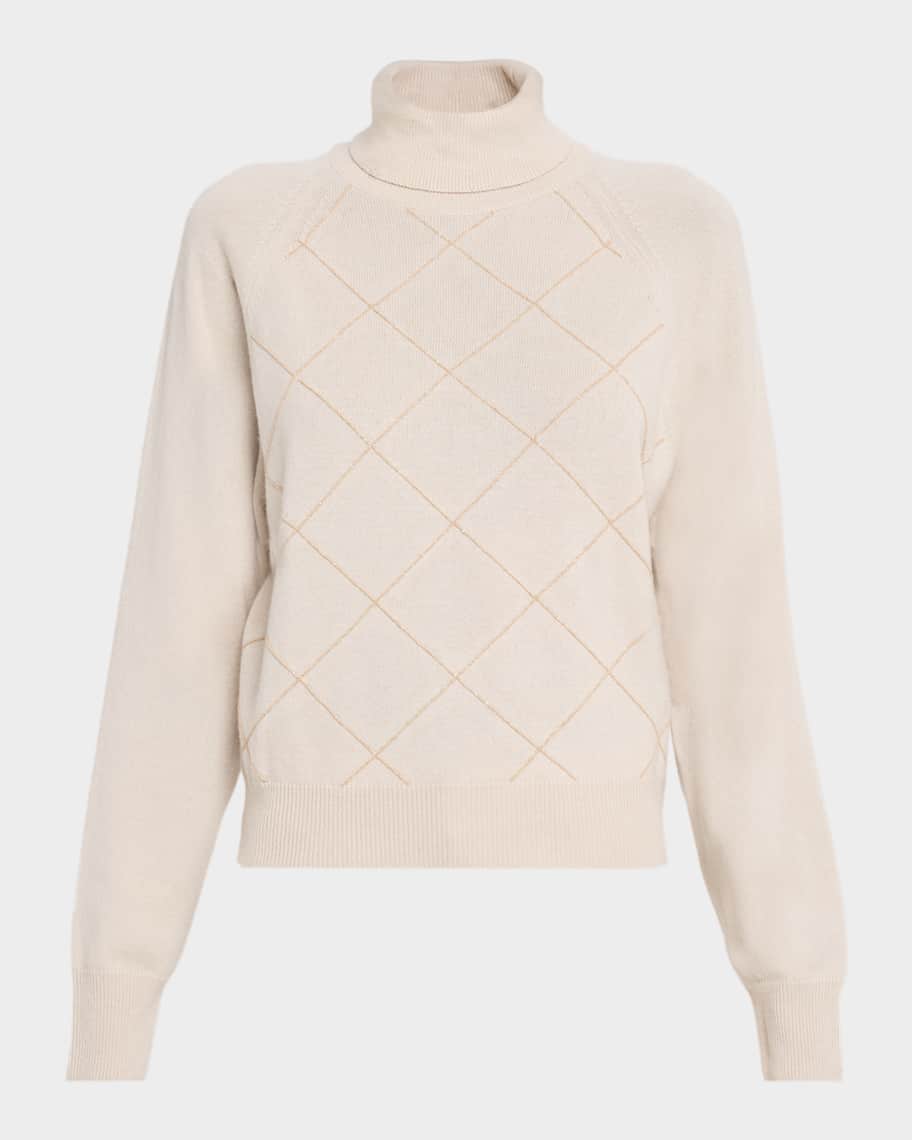 Peserico Diamond Wool, Silk, and Cashmere Turtleneck Sweater | Neiman ...