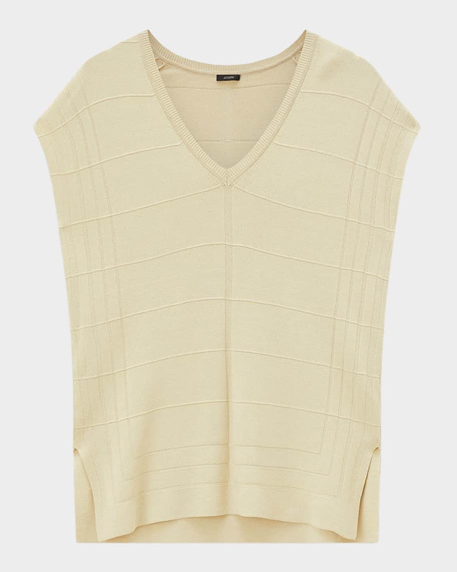 Joseph Cap-Sleeve Grid Knit Top | Neiman Marcus