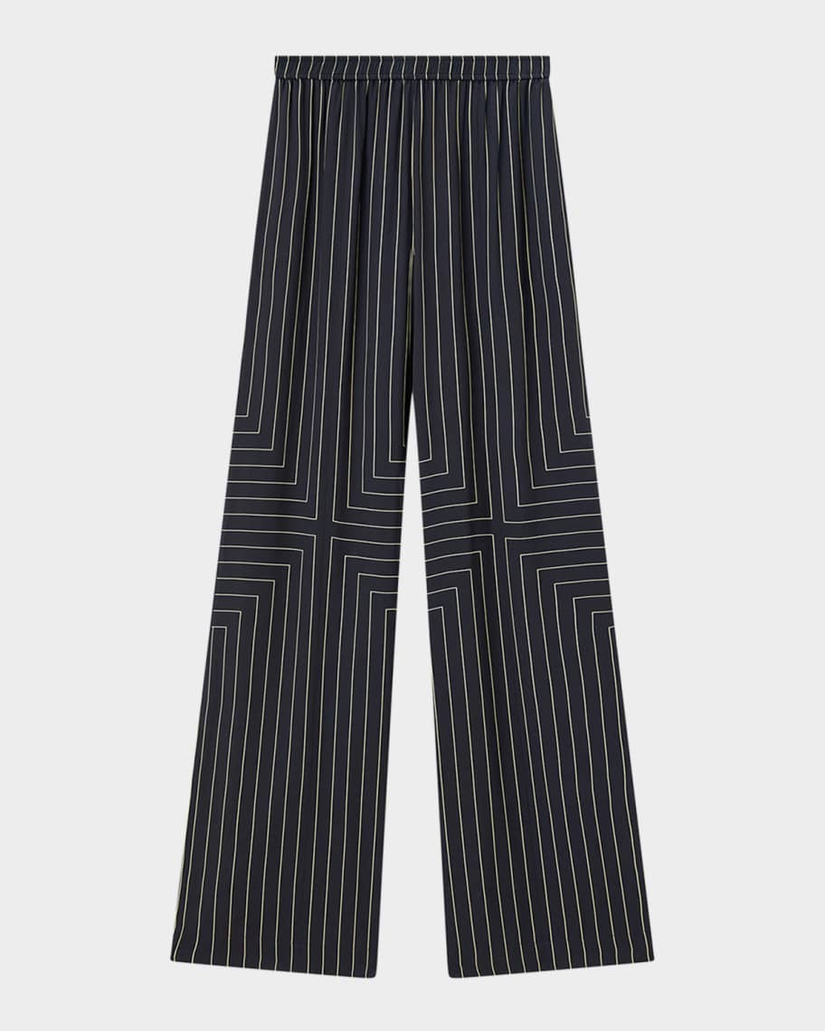 Joseph Hulin Wide-Leg Geometric Crepe Trousers | Neiman Marcus