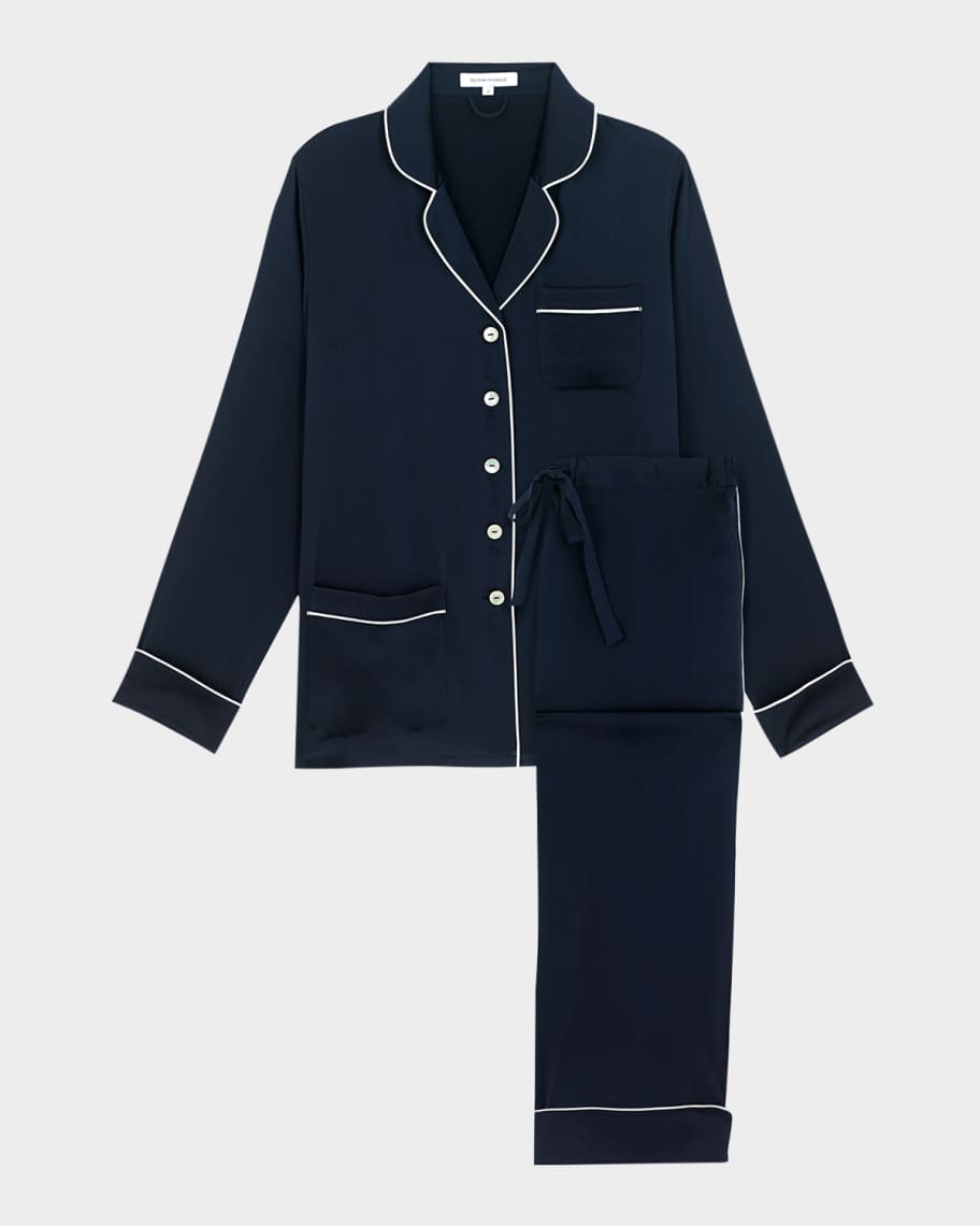 Olivia von Halle Coco Straight-Leg Silk Satin Pajama Set | Neiman Marcus