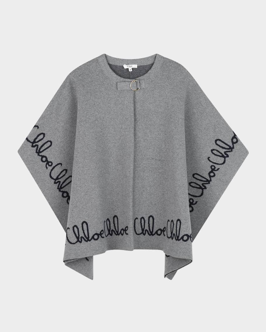 Chloe Girl's Logo Script Knitted Cape, Size 8-14 | Neiman Marcus