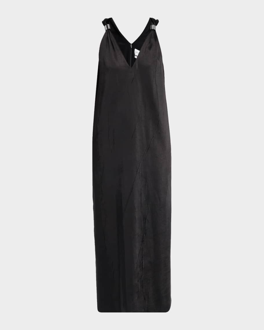 Brandon Maxwell The Keke Plunging Ring-Strap Maxi Dress | Neiman Marcus