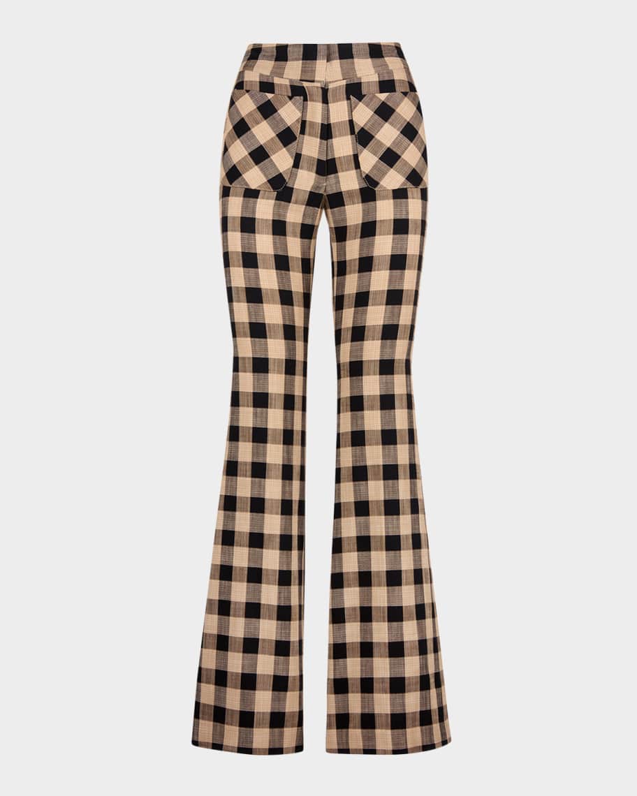 Smythe Gingham Classic Patch Pocket Bootcut Pants | Neiman Marcus