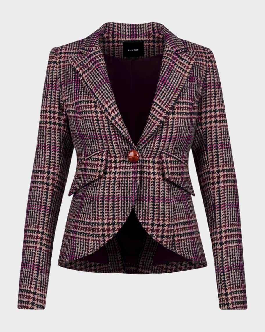 Smythe Houndstooth Wool One-Button Blazer | Neiman Marcus