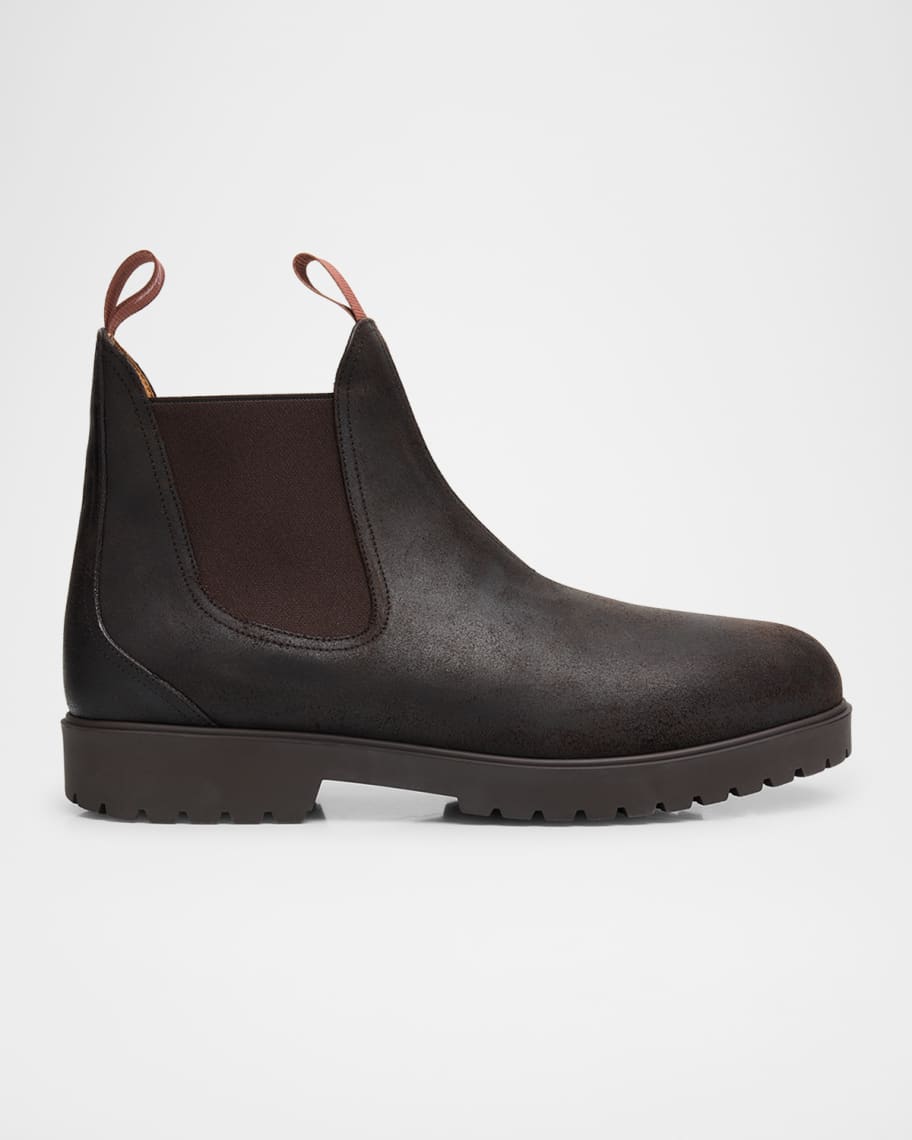 Loro Piana Men's Dover Walk Rugged Leather Chelsea Boots | Neiman Marcus