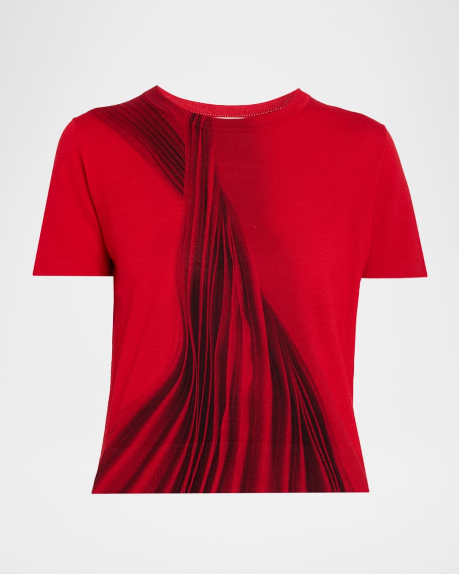 Jason Wu Collection Dancing Pleat Printed Short-Sleeve Knit Top ...
