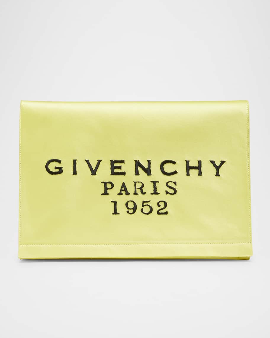 Givenchy Pattern Pochette in Satin with Logo Embroidery | Neiman Marcus