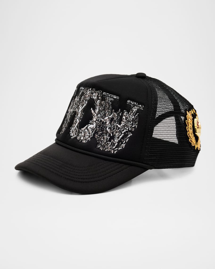 WHO DECIDES WAR Men's Baroque Embroidered Trucker Hat | Neiman Marcus