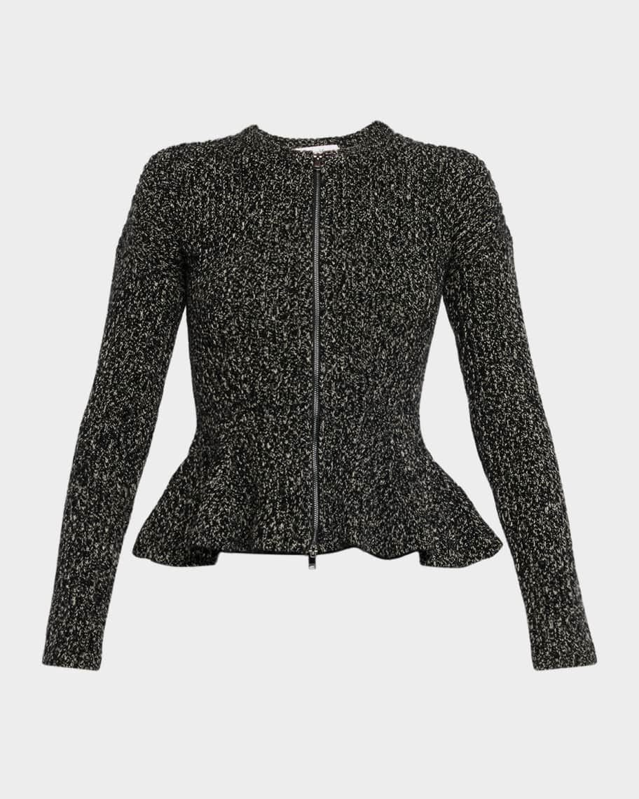 Max Mara Kim Cashmere Peplum Zip Cardigan | Neiman Marcus