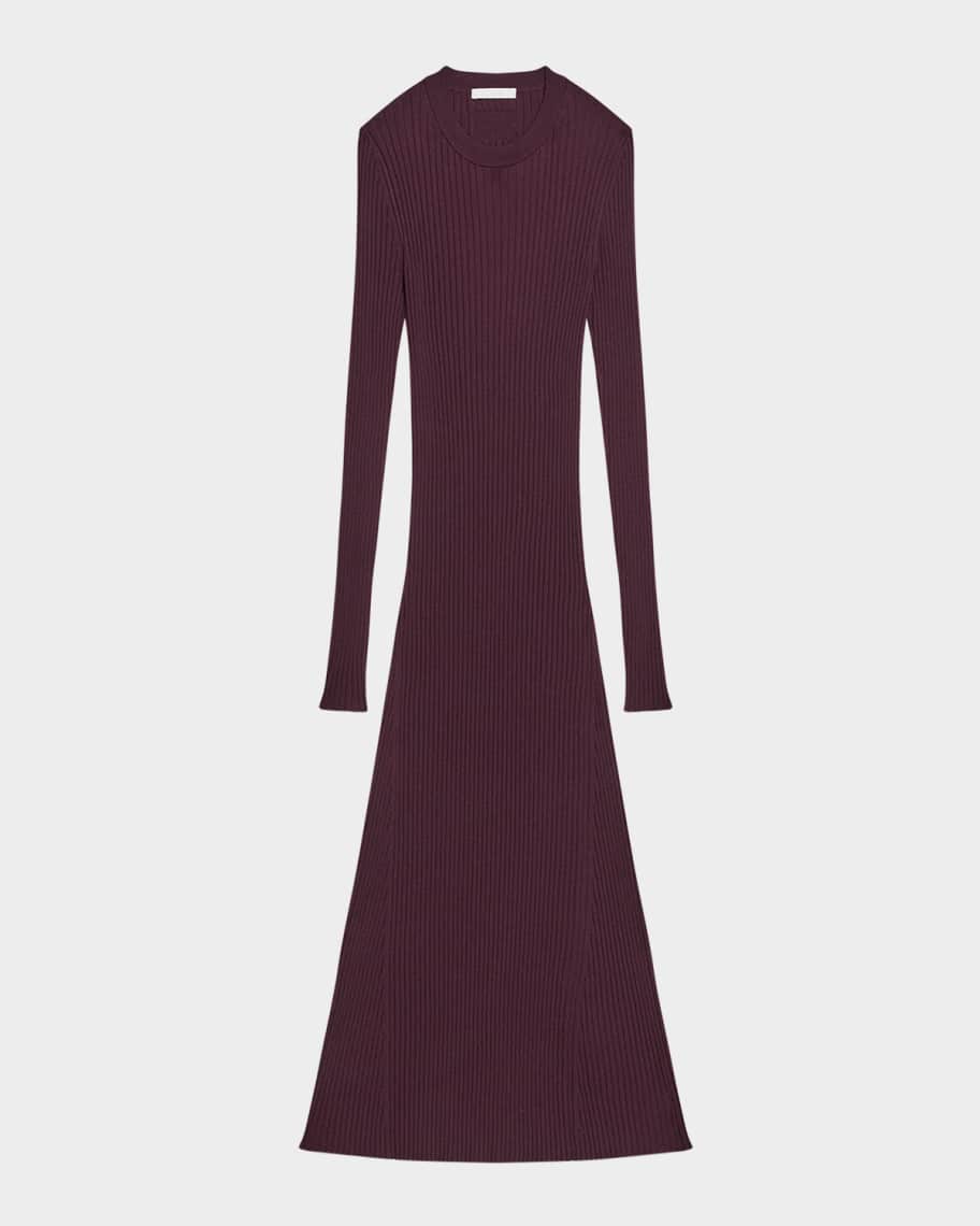 Helmut Lang Open-Back Ribbed Wool Dress | Neiman Marcus