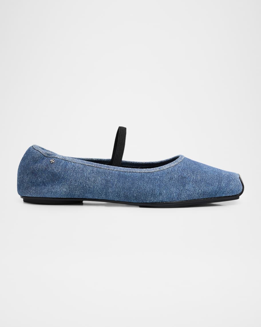 Tory Burch Runway Denim Ballet Flats | Neiman Marcus