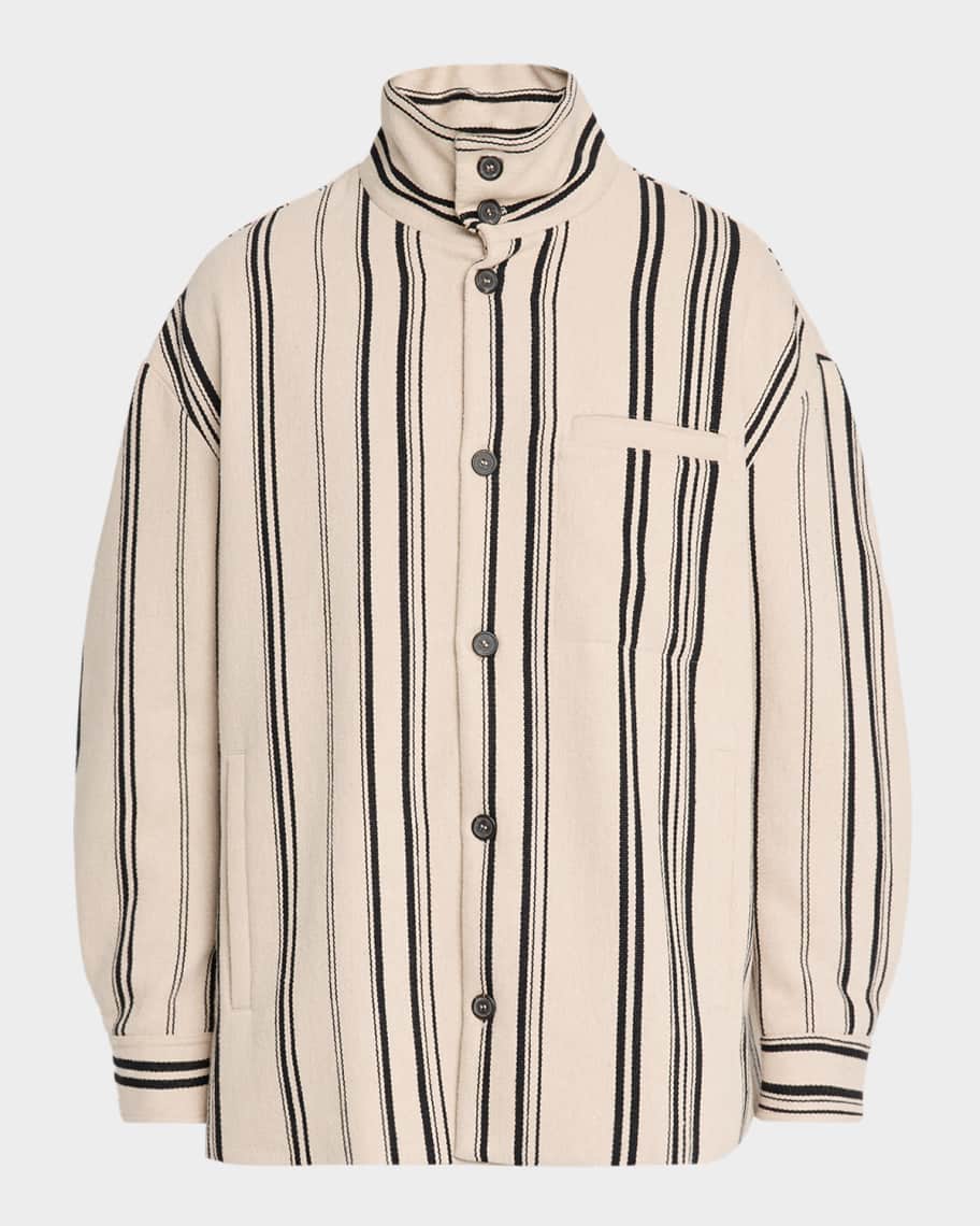 MORDECAI Men's Cotton Multi-Stripe Overshirt | Neiman Marcus