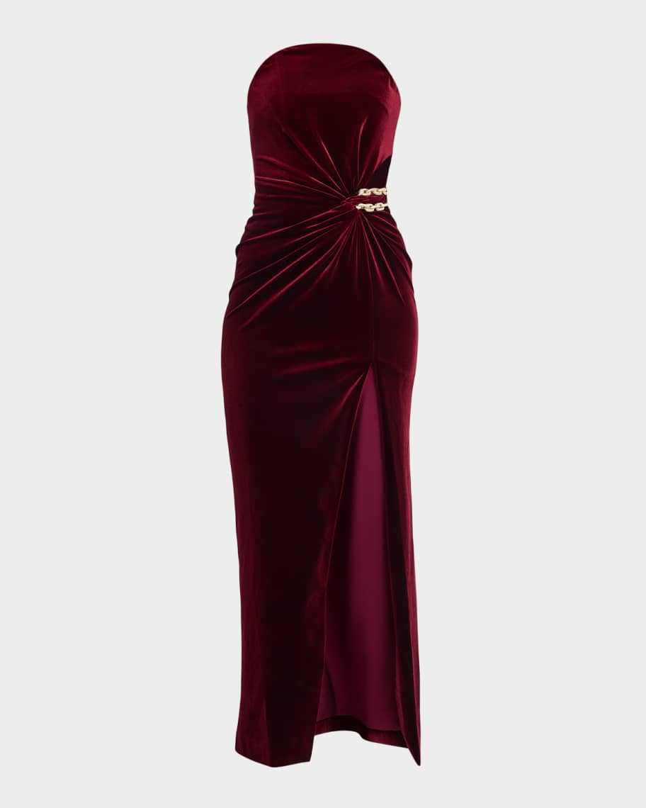 Self-Portrait Strapless Velvet Gown | Neiman Marcus