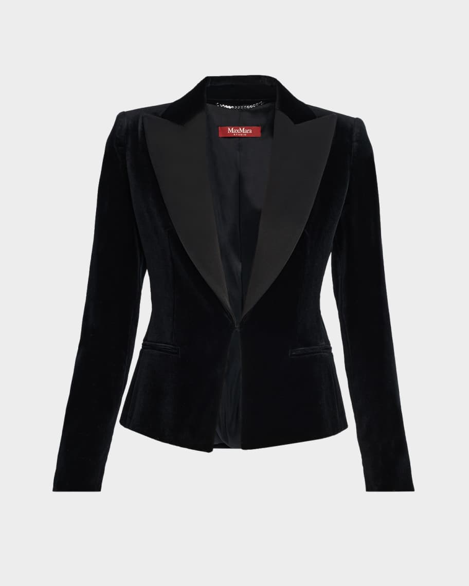 Max Mara Eolie Peak-Lapel Velvet Tuxedo Jacket | Neiman Marcus