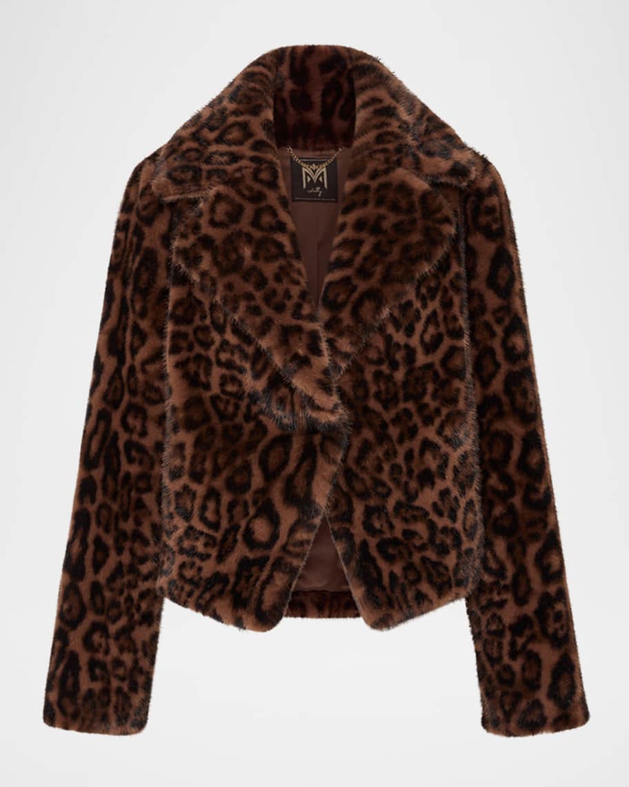 Milly Arya Leopard-Print Faux Fur Jacket | Neiman Marcus
